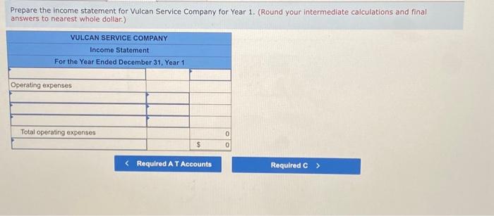 Solved Vulcan Service Company experienced the following | Chegg.com