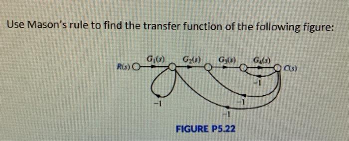 Solved Use Mason's rule to find the transfer function of the | Chegg.com