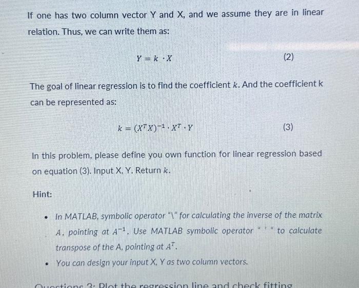 Solved Questions 2: Linear regression function Linear | Chegg.com