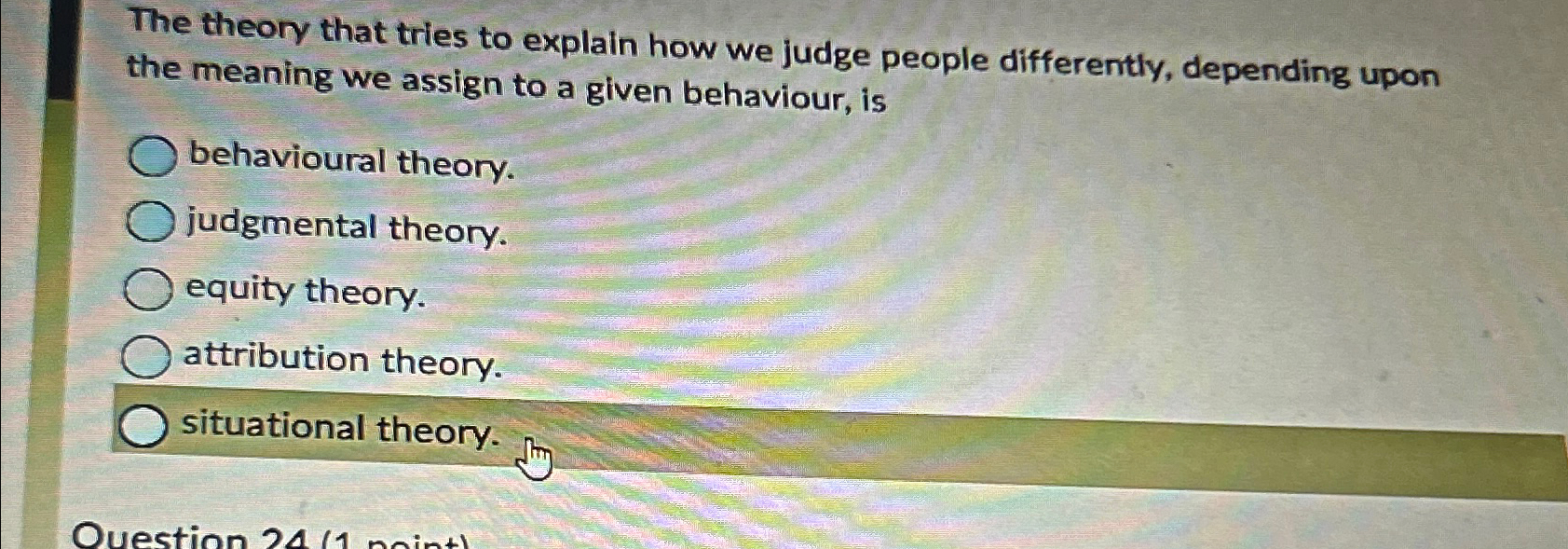 Solved The theory that tries to explain how we judge people | Chegg.com