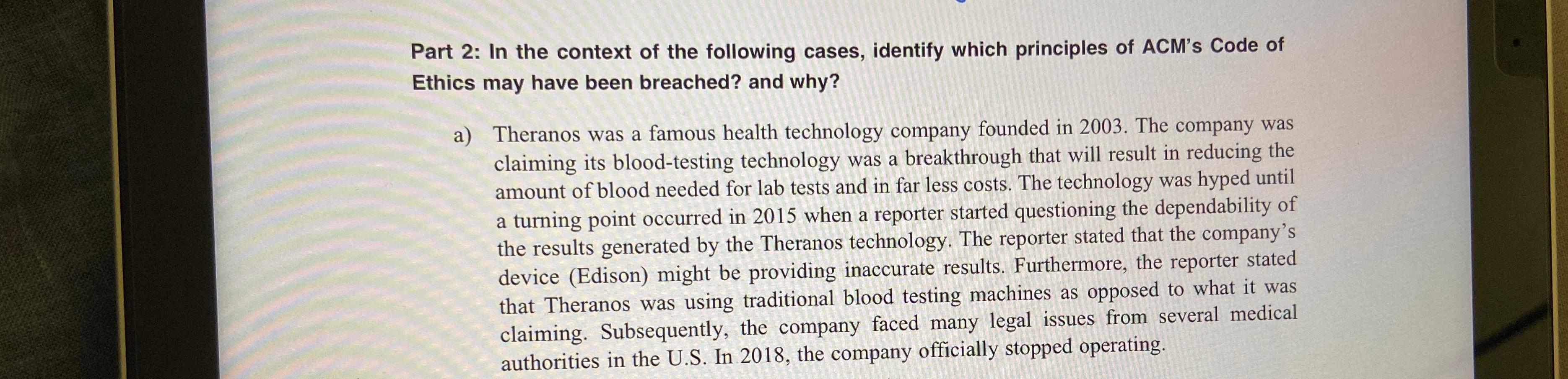 Solved Part 2: In the context of the following cases, | Chegg.com