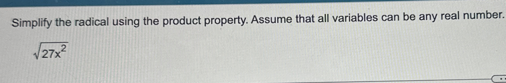 Solved Simplify the radical using the product property. | Chegg.com