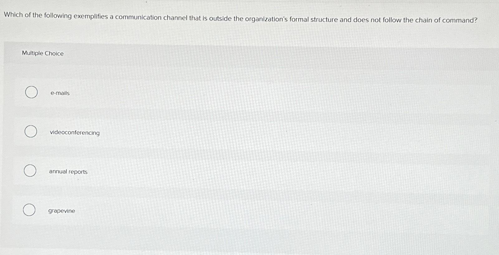 Solved Which of the following exemplifies a communication | Chegg.com