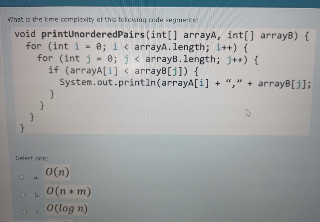 Solved What is the time complexity of this following code | Chegg.com