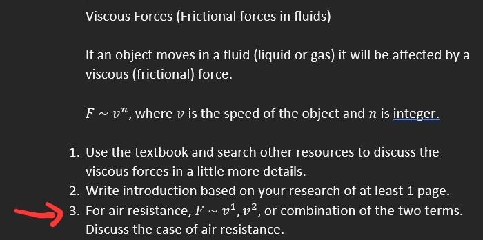 Solved Viscous Forces (Frictional forces in fluids) If an | Chegg.com