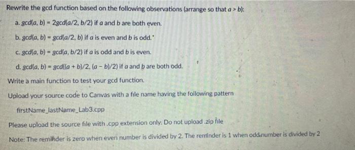 Solved Rewrite the gcd function based on the following | Chegg.com