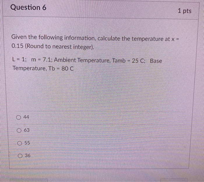 Solved Question 6 1 pts Given the following information, | Chegg.com