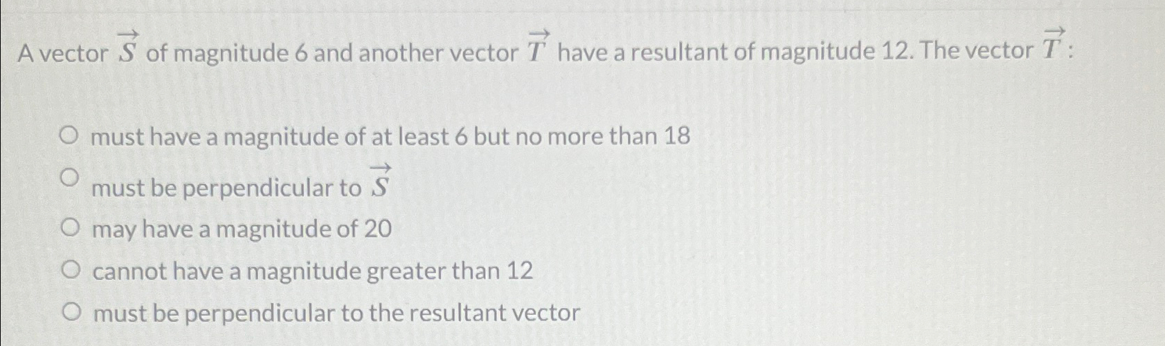 Solved A vector vec(S) of magnitude 6 and another vector | Chegg.com