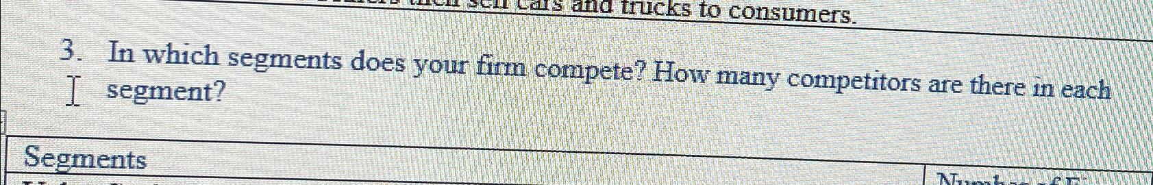 Solved In which segments does your firm compete? How many | Chegg.com