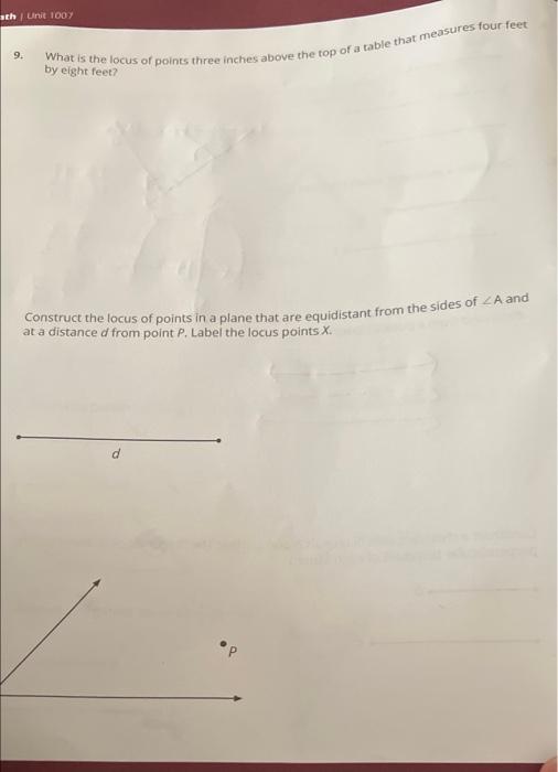 Solved thUnit 100 9. What is the locus of points three | Chegg.com