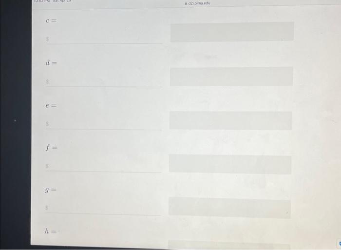 Solved Using the following table, calculate the missing | Chegg.com