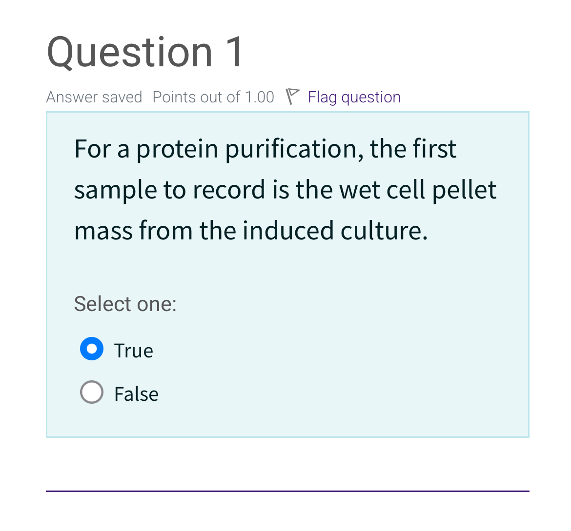 Solved Question 1Answer saved Points out of 1.00Flag | Chegg.com