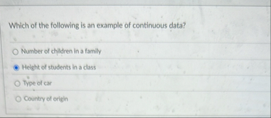 Solved Which of the following is an example of continuous | Chegg.com