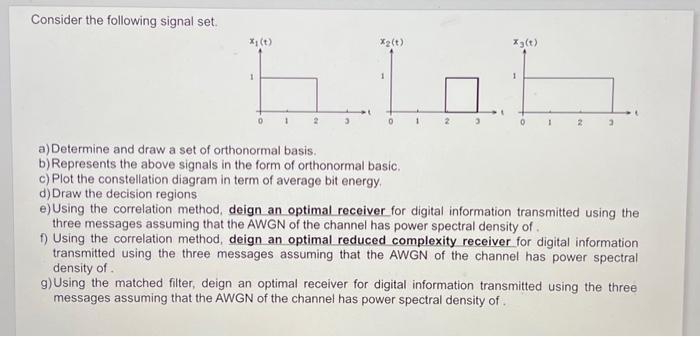 Solved Consider the following signal set. a) Determine and | Chegg.com