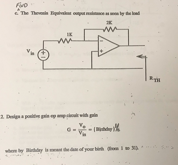 Solved 1. Given 2K 1K Vin ()+ (t) Calculate -assuming the op | Chegg.com