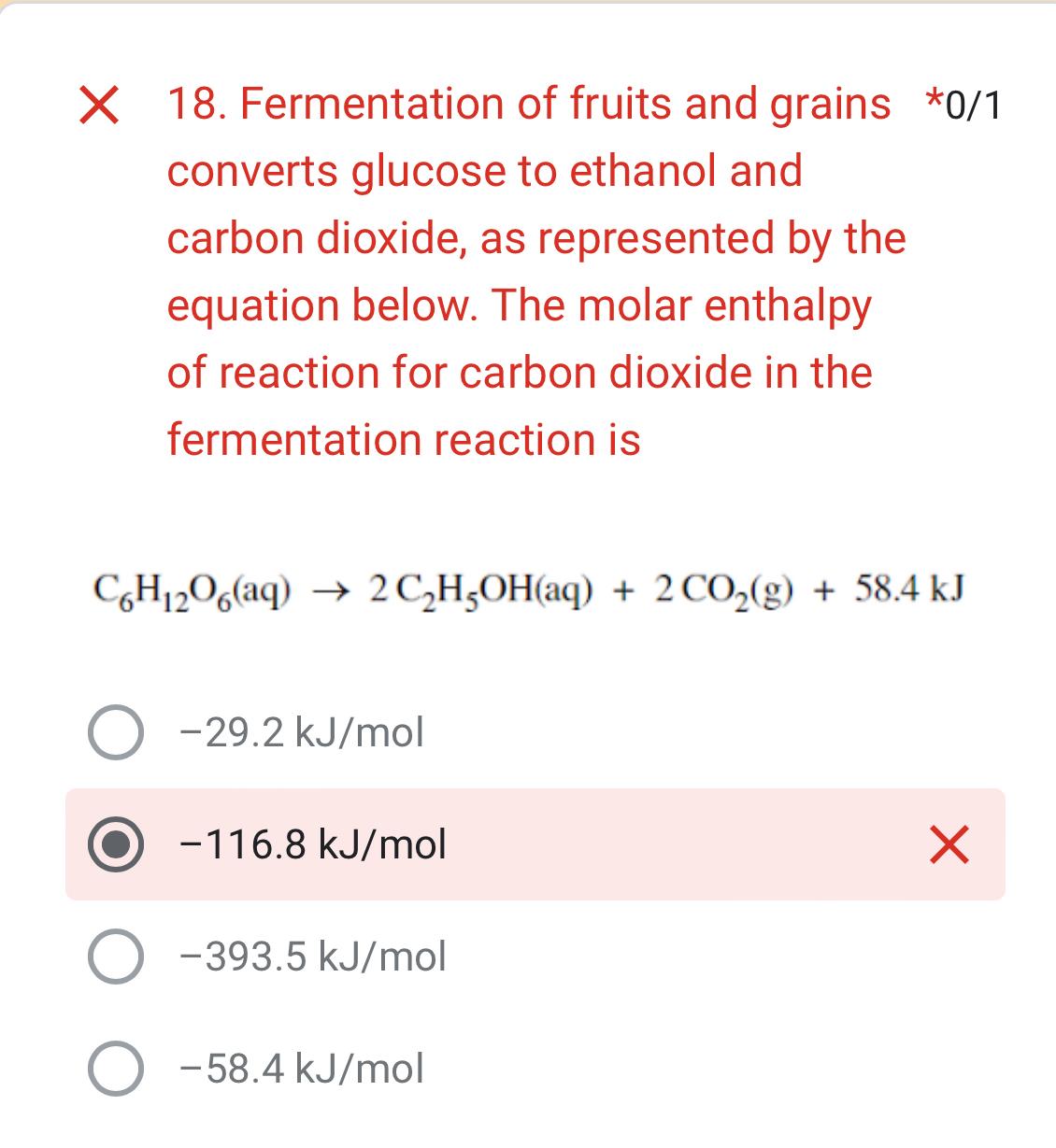 Solved Fermentation of fruits and grains **01 ﻿converts | Chegg.com
