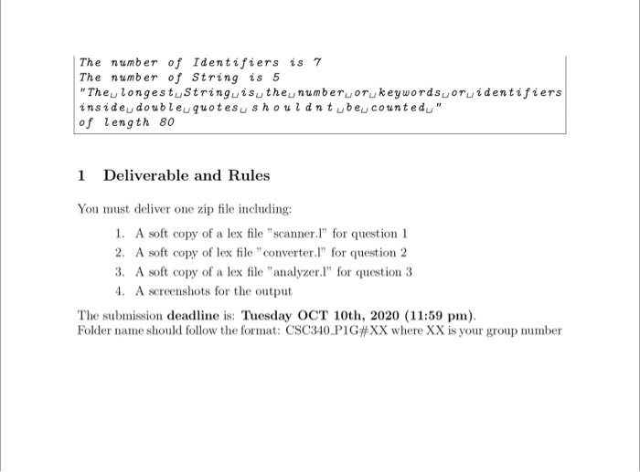 CSC340:Programming Languages and Compilers Fall 2020 | Chegg.com
