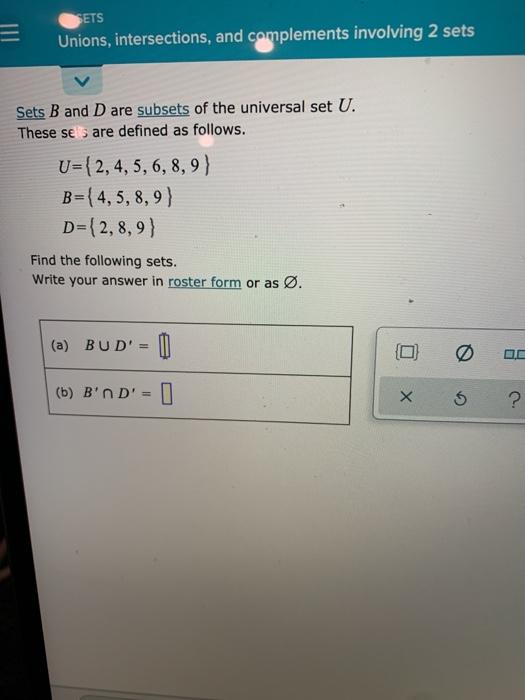 Solved SETS Unions, intersections, and complements involving | Chegg.com Solved SETS Unions, intersections, and complements involving | Chegg.com