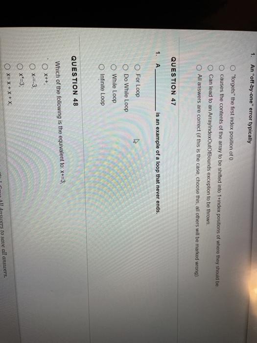 Solved 1. An "off-by-one" error typically ООО "forgets" the | Chegg.com