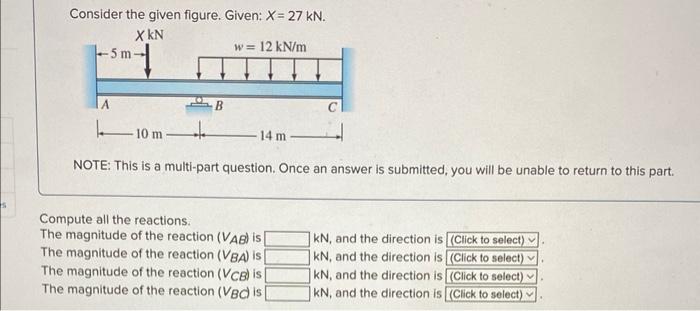 Solved Consider the given figure. Given: X=27kN. NOTE: This | Chegg.com