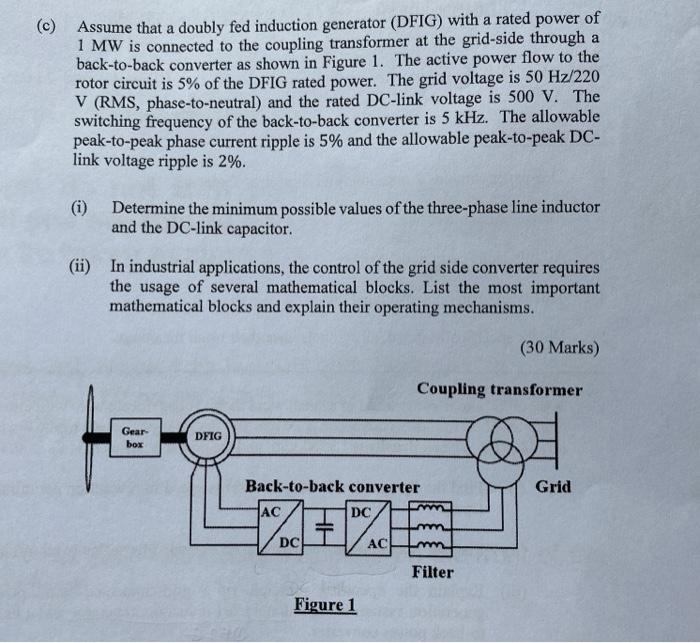 Assume that a doubly fed induction generator (DFIG) | Chegg.com