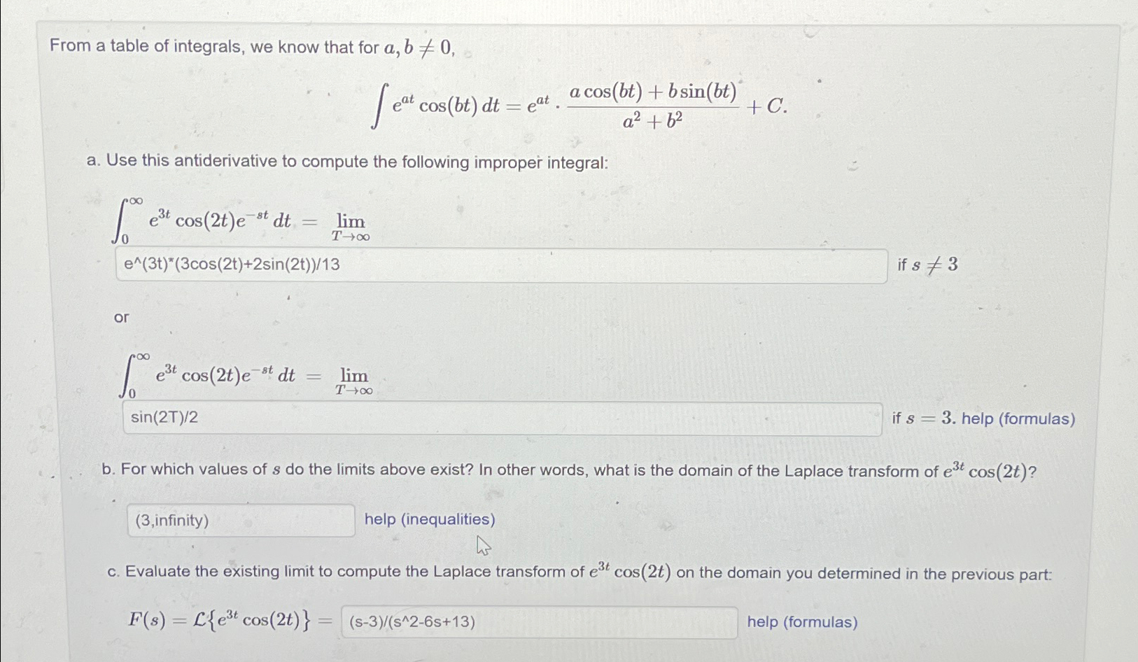 Solved From a table of integrals, we know that for | Chegg.com
