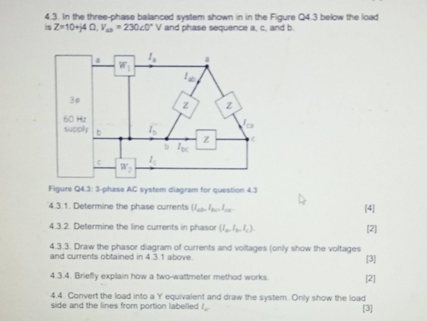 4.3. In the three-phase balanced system shown in in | Chegg.com