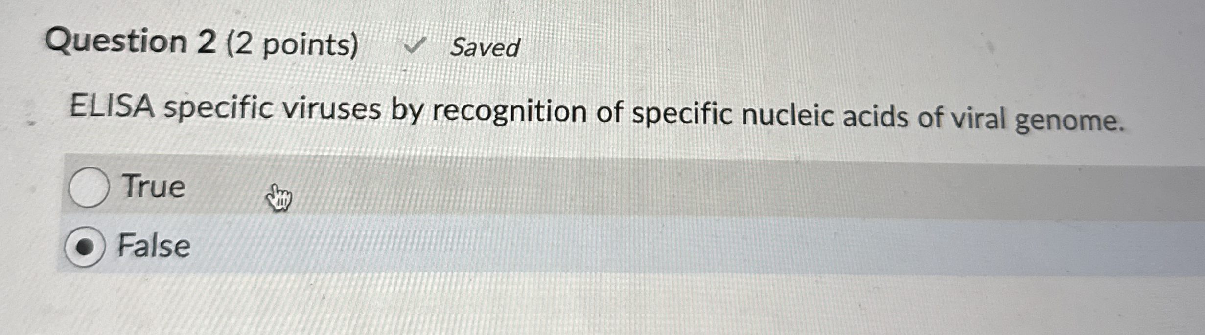 Solved Question 2 (2 ﻿points) ﻿SavedELISA specific viruses | Chegg.com
