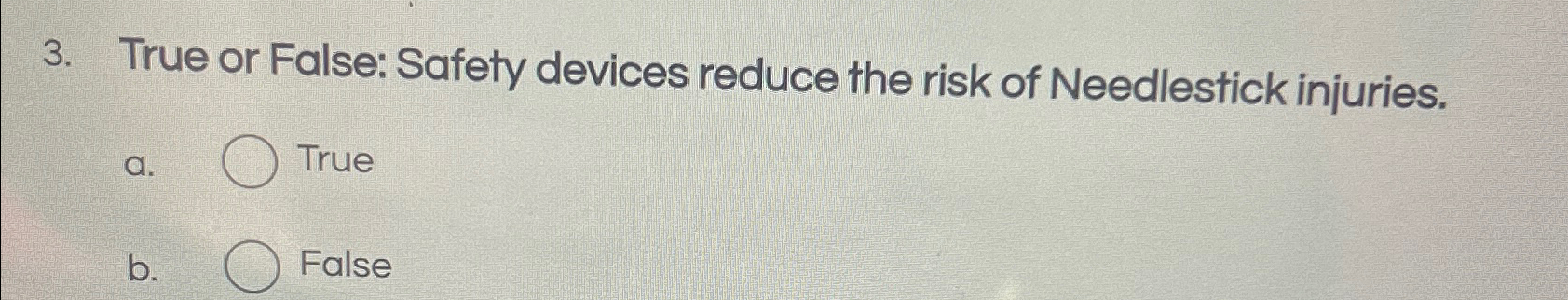 Solved True or False: Safety devices reduce the risk of | Chegg.com