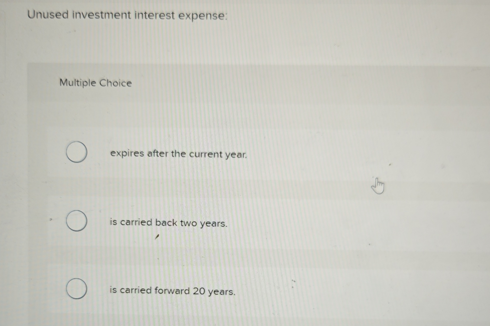 Solved Unused investment interest expense:Multiple | Chegg.com