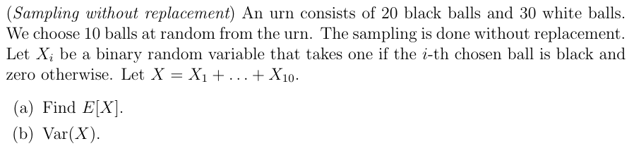 Solved (Sampling without replacement) ﻿An urn consists of 20 | Chegg.com