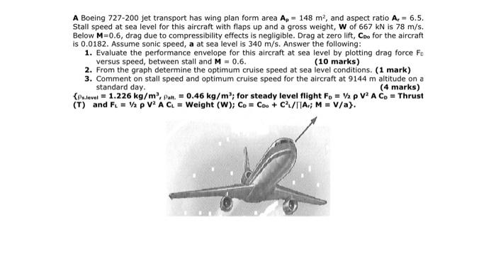 Solved A Boeing 727-200 jet transport has wing plan form | Chegg.com