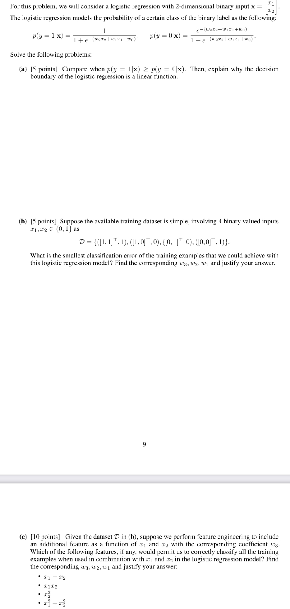 Solved For this problem, we will consider a logistic | Chegg.com