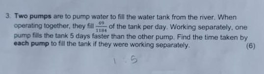 Solved Two pumps are to pump water to fill the water tank | Chegg.com
