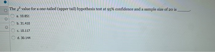 Solved ο The value for a one-tailed (upper tail) hypothesis | Chegg.com