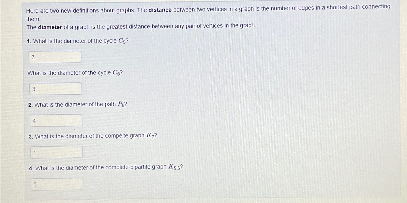 Solved Here are two new definitions about graphs. The | Chegg.com