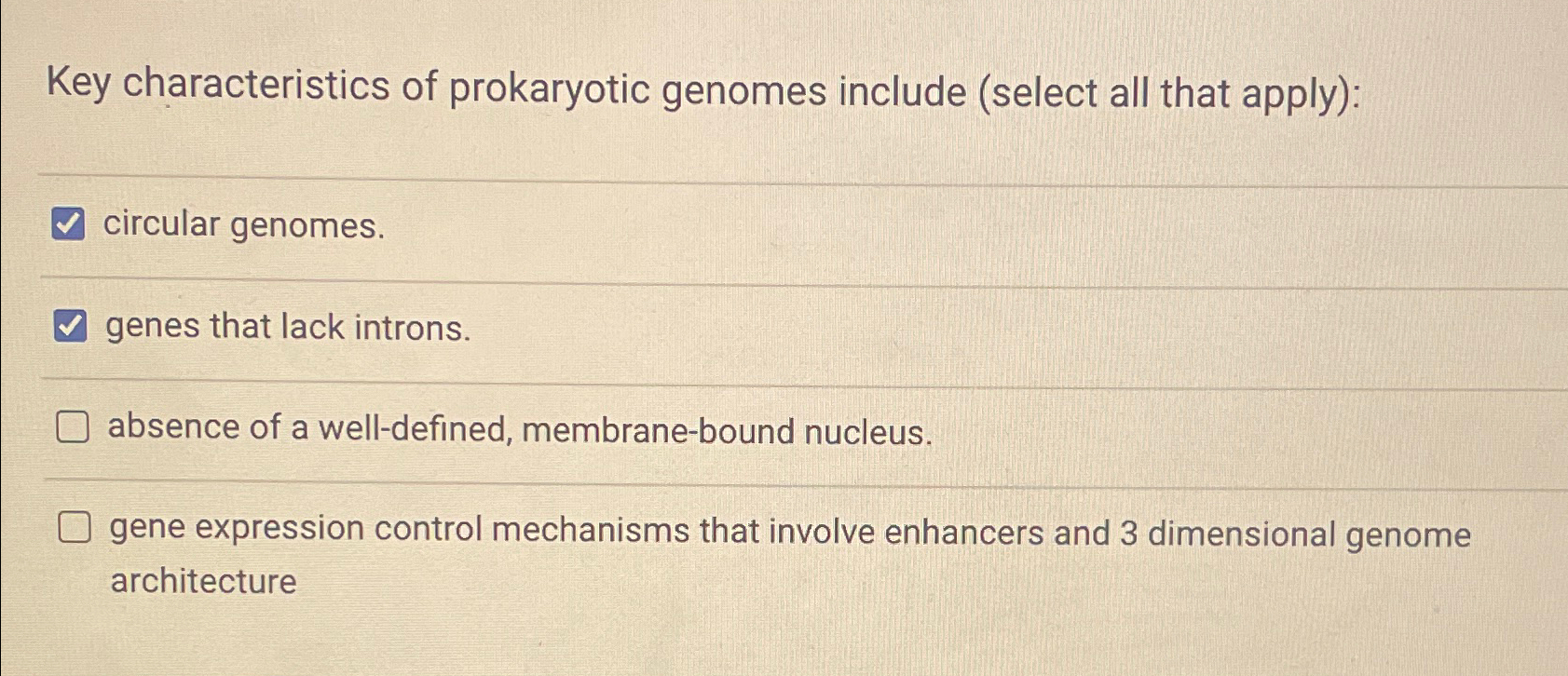 Solved Key characteristics of prokaryotic genomes include | Chegg.com