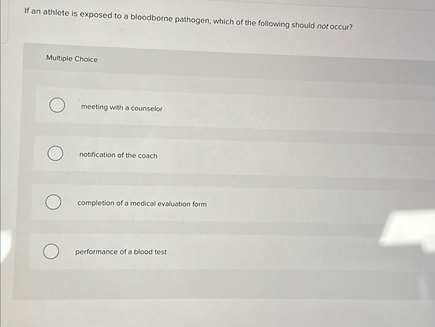 Solved If an athlete is exposed to a bloodborne pathogen, | Chegg.com