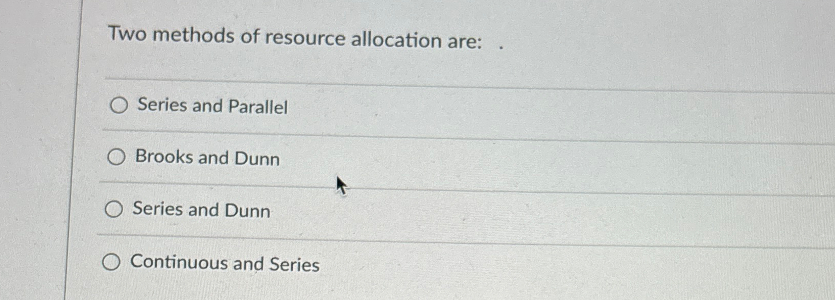 Solved Two methods of resource allocation are: .Series and | Chegg.com