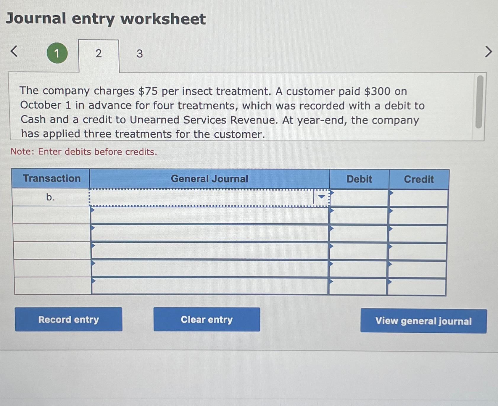 Solved Journal entry worksheet123The company charges $75 | Chegg.com