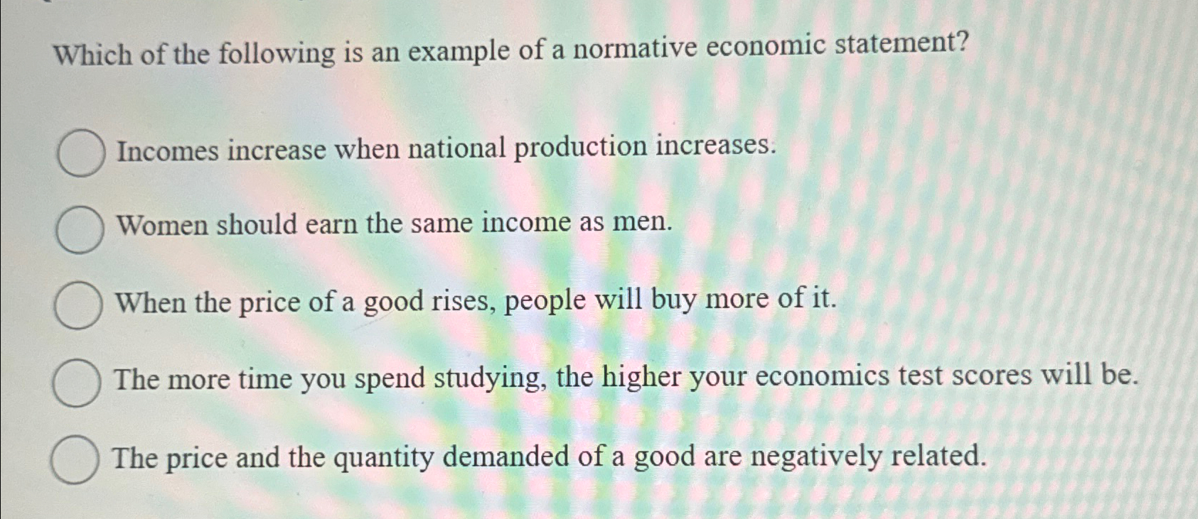 Solved Which of the following is an example of a normative | Chegg.com