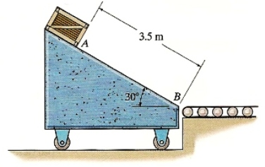 Solved The free-rolling ramp has a mass of 40-kg. A 10-kg | Chegg.com