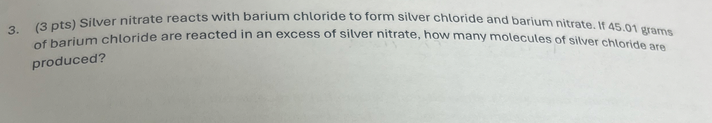 Solved Silver nitrate reacts with barium chloride to form | Chegg.com