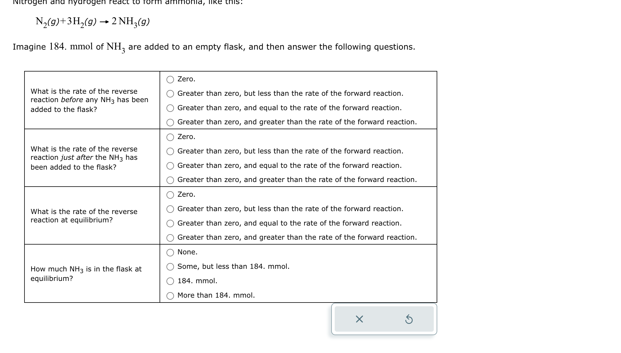 Solved N2(g)+3H2(g)→2NH3(g)Imagine 184. ﻿mmol of NH3 ﻿are | Chegg.com