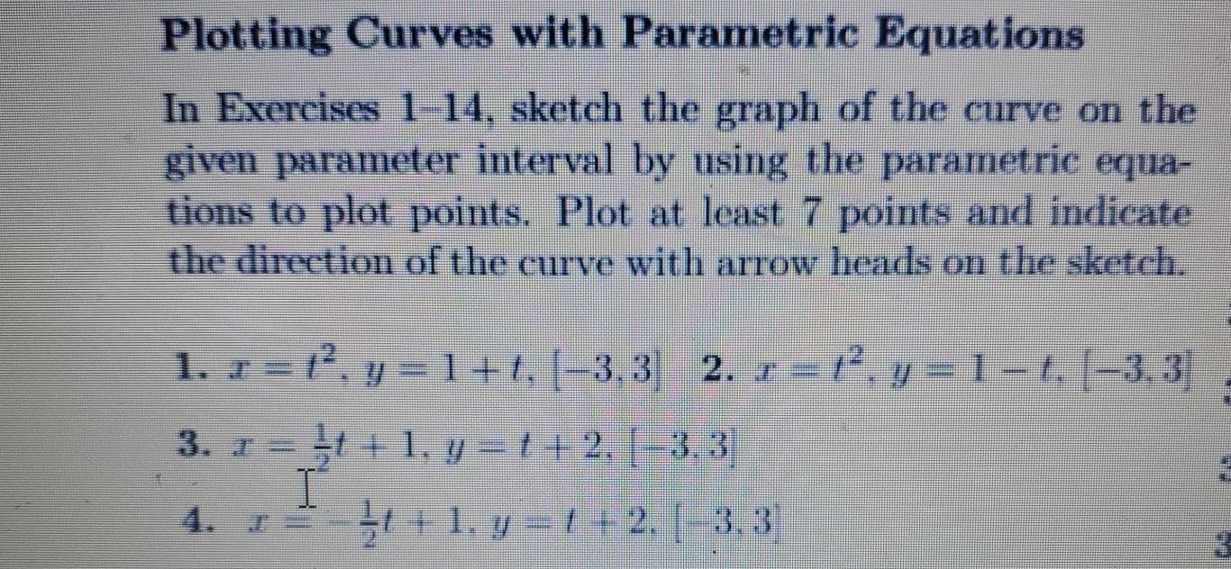 Solved Plotting Curves with Parametric Equations In | Chegg.com