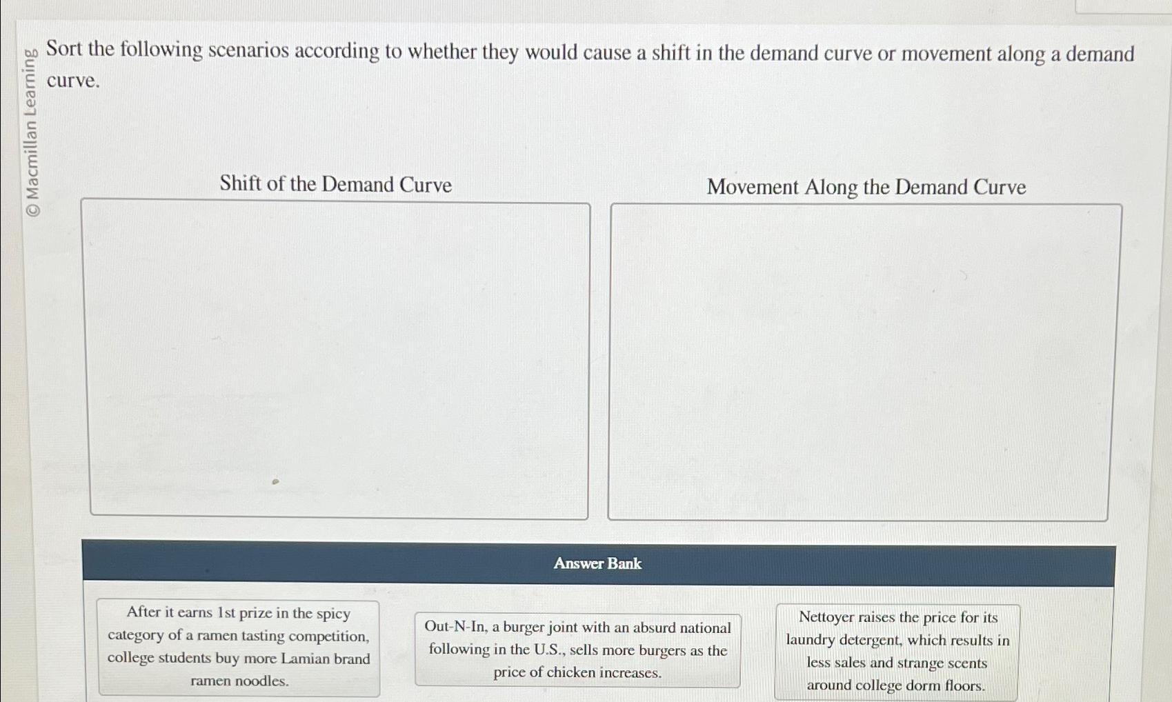 Solved Sort the following scenarios according to whether | Chegg.com