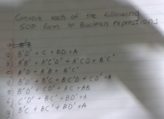 Solved Convert each of the followingSOP form to Boolean | Chegg.com