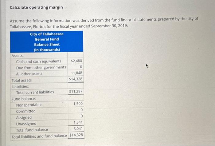 Solved Calculate operating margin Assume the following | Chegg.com
