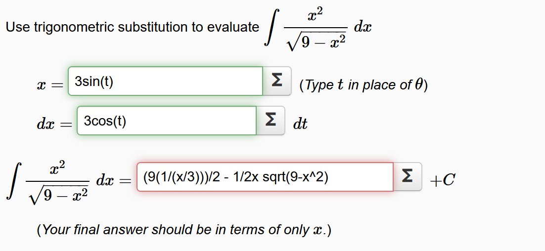 Solved Use trigonometric substitution to evaluate | Chegg.com