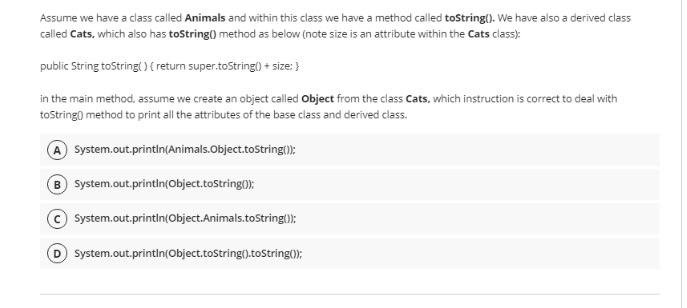 Solved Assume we have a class called Animals and within this | Chegg.com